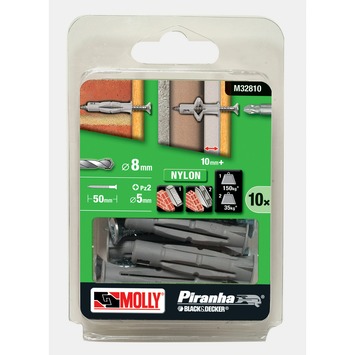 Molly Piranha nylon plug met schroef M32810-XJ 8x40 mm | | GAMMA.be