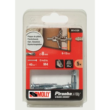 Molly Piranha hollewand plug met schroef M14104-XJ 8x33 mm metaal ...