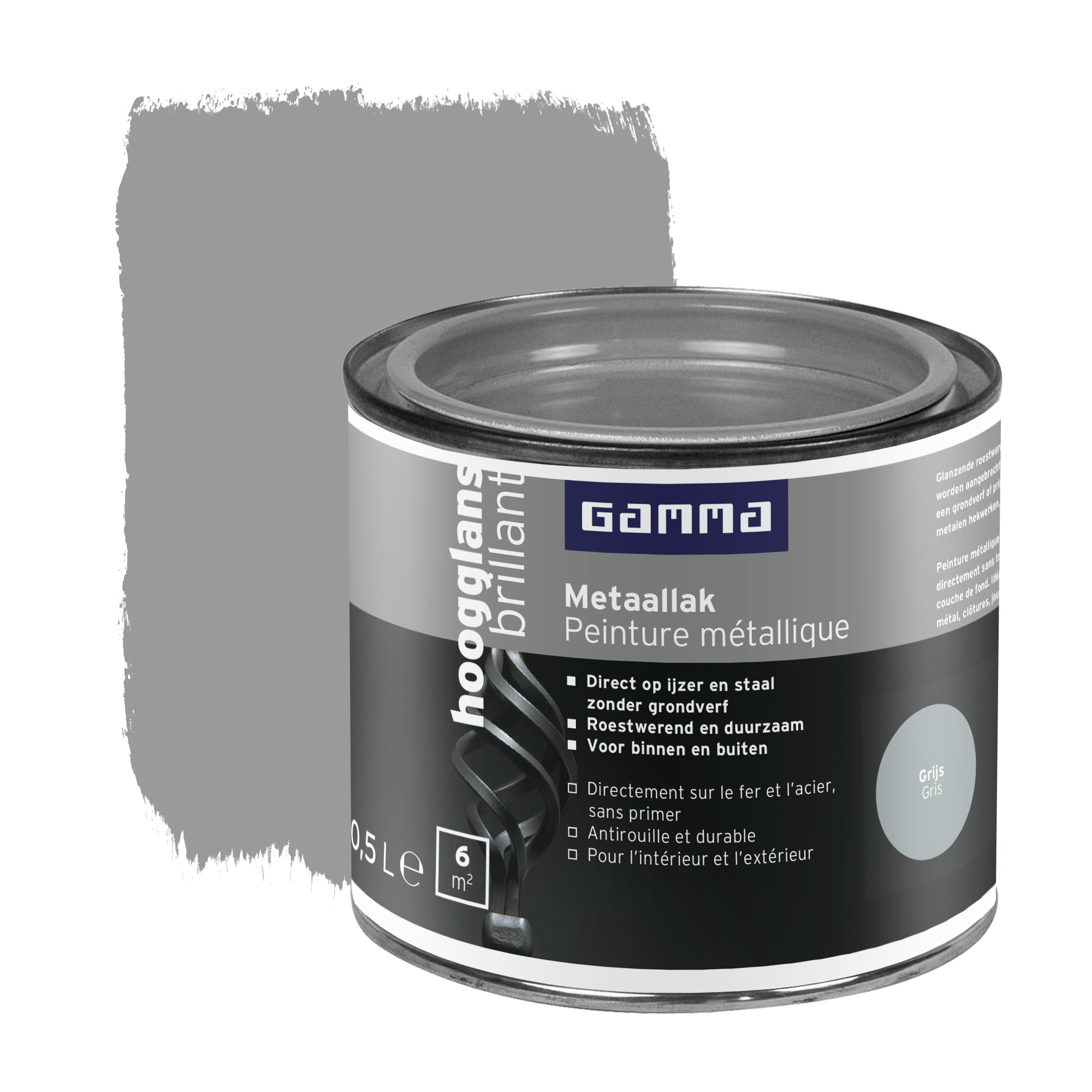 GAMMA metaallak hoogglans RAL7001 grijs 500 ml | Speciaalverf | Verf ...