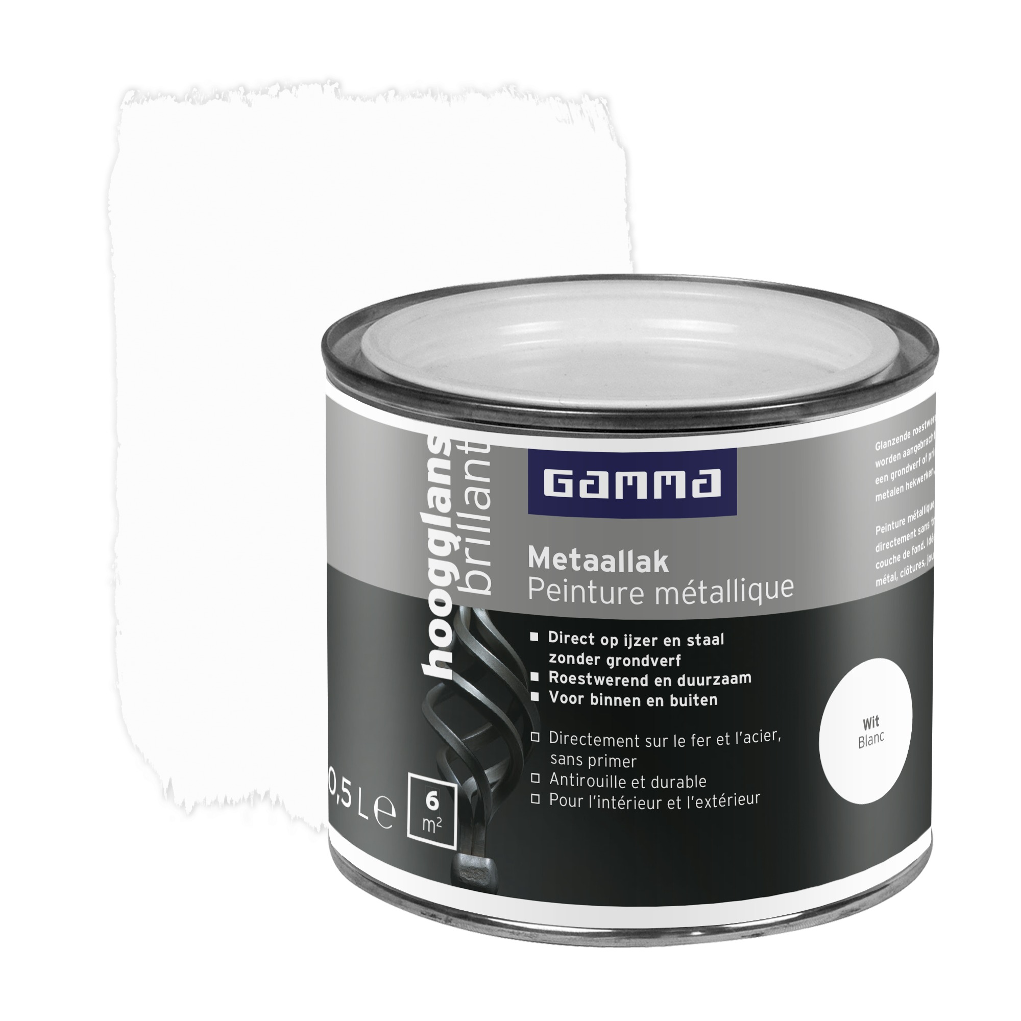 GAMMA metaallak hoogglans RAL9010 wit 500 ml | Speciaalverf | Verf ...