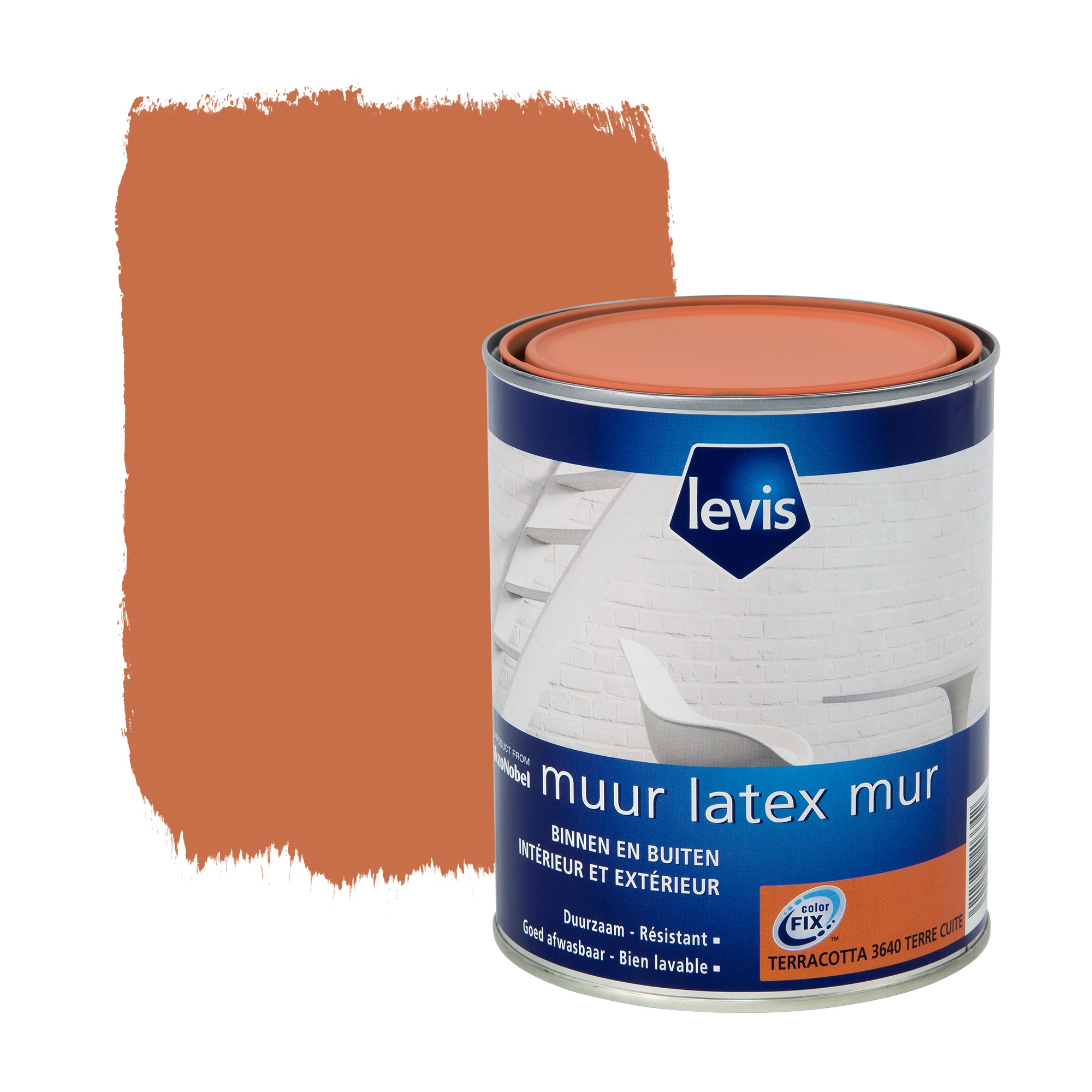Levis Muur Latex mat terracotta 1 L | Muurverf & plafondverf | Verf ...