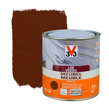 V33 meubelvernis deco zijdeglans donkere eik 500 ml | beits-olien-vernis | GAMMA.be
