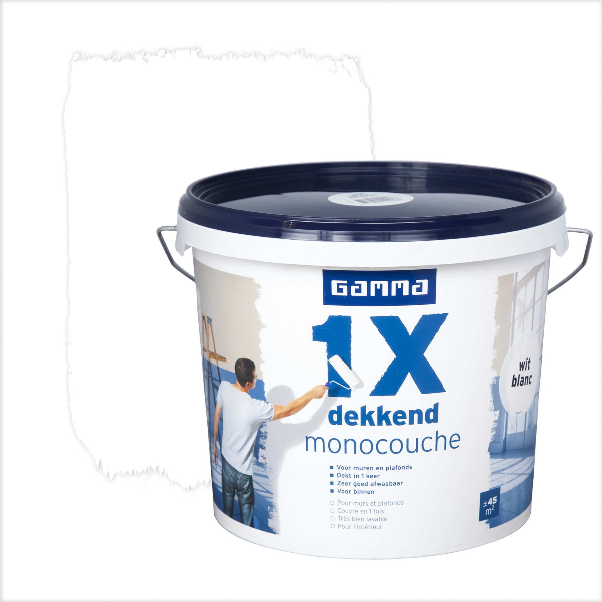 GAMMA muurverf mat 1x dekkend wit 5 L | Muurverf & plafondverf | Verf ...