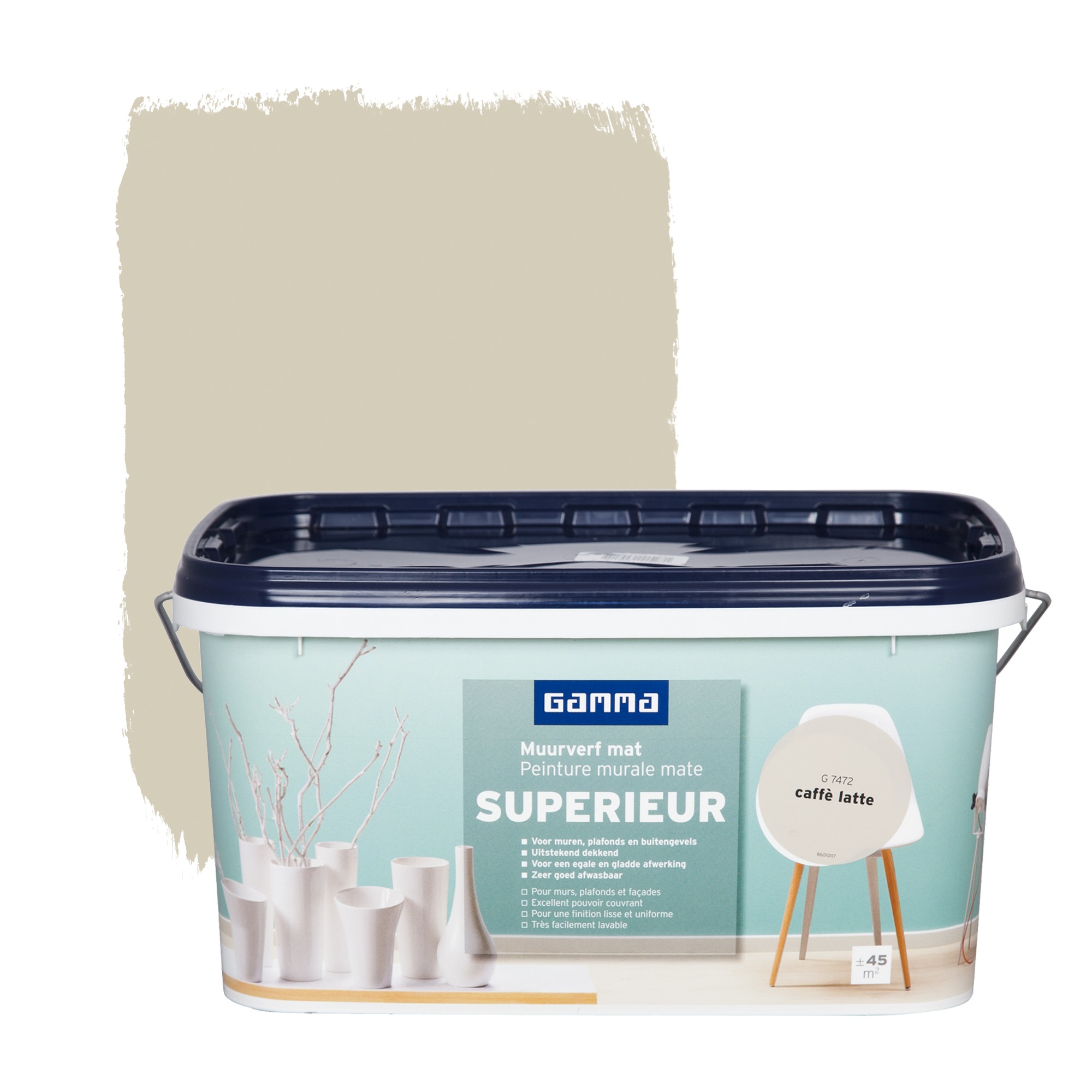 GAMMA Superieur muurverf mat caffè latte 5 L | Muurverf & plafondverf ...