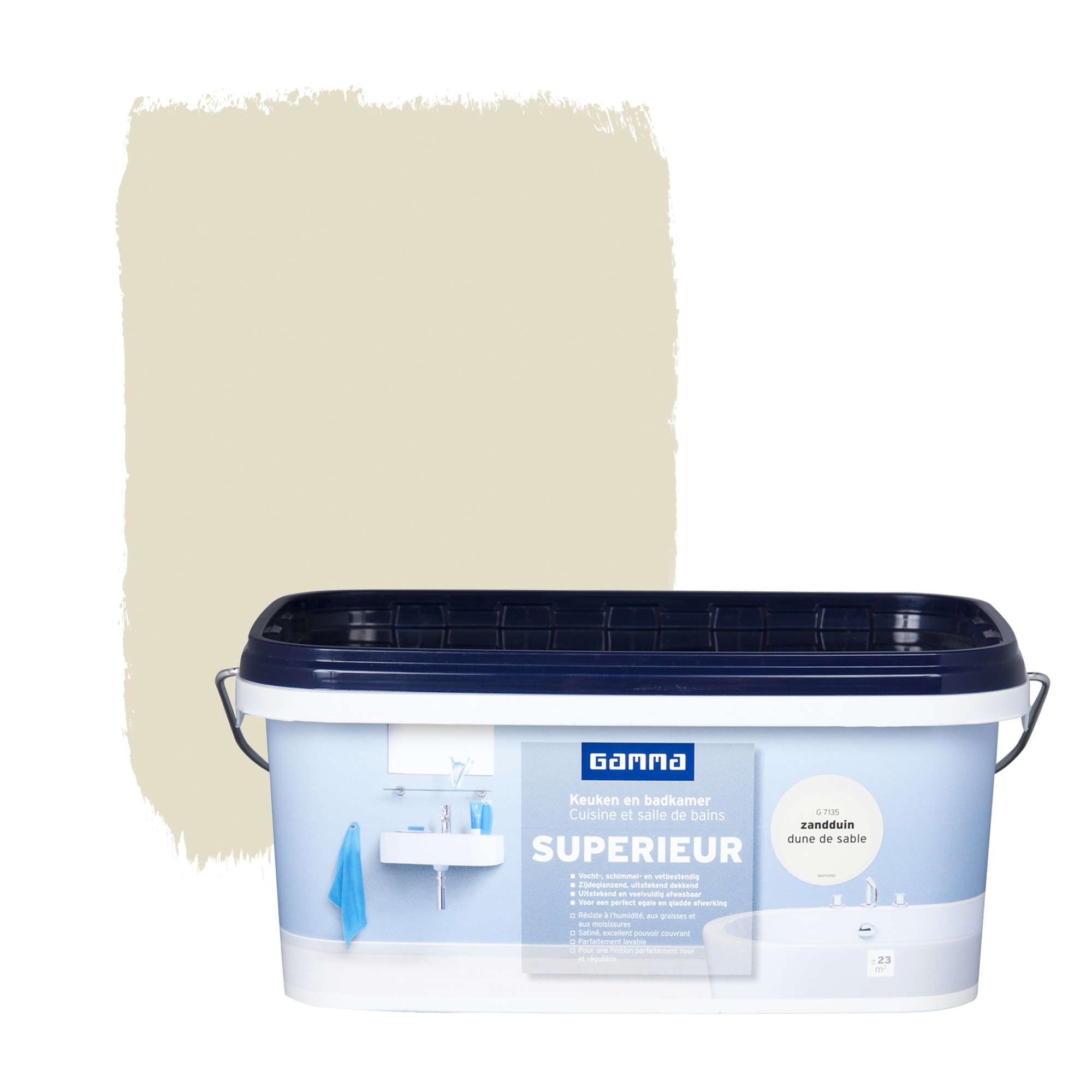 GAMMA Superieur muurverf keuken en badkamer zijdeglans zandduin 2,5 L ...