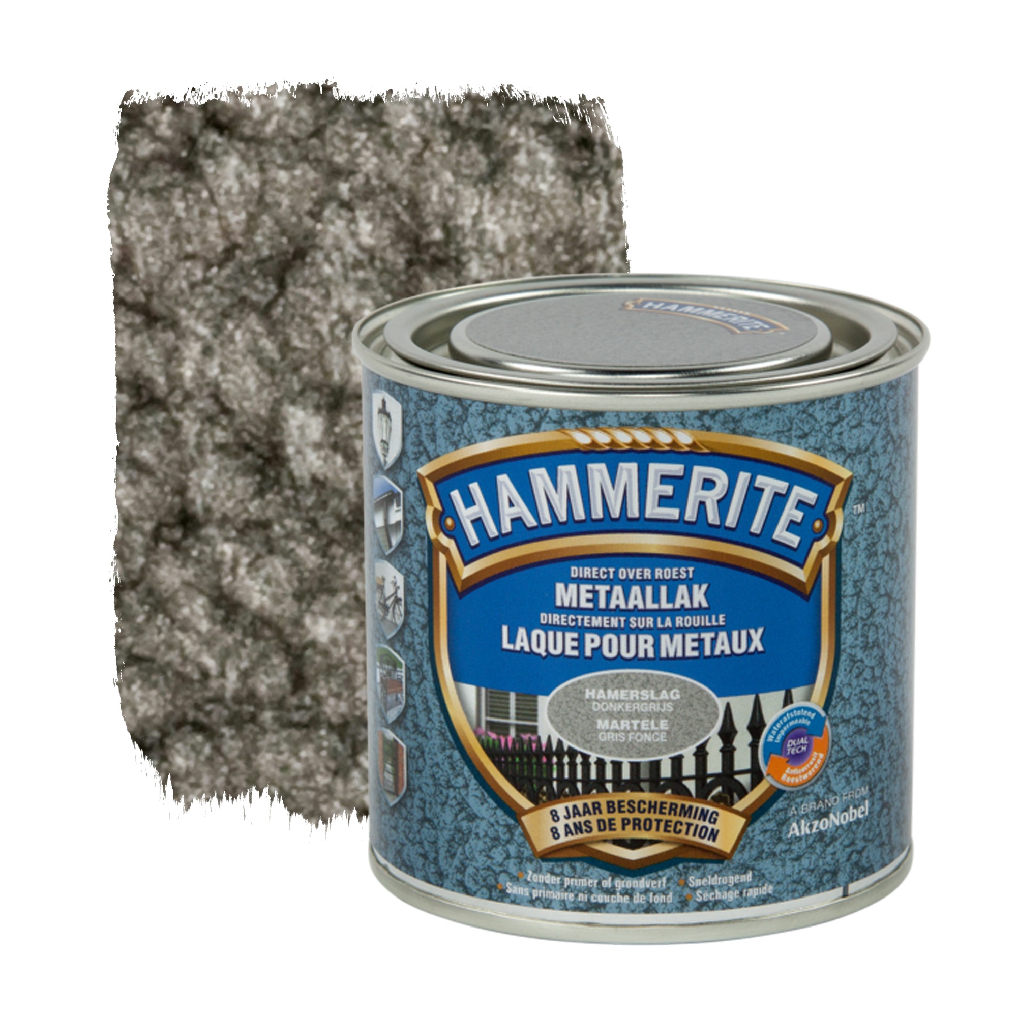 Hammerite metaallak hamerslag donkergrijs 250 ml | Speciaalverf | Verf ...