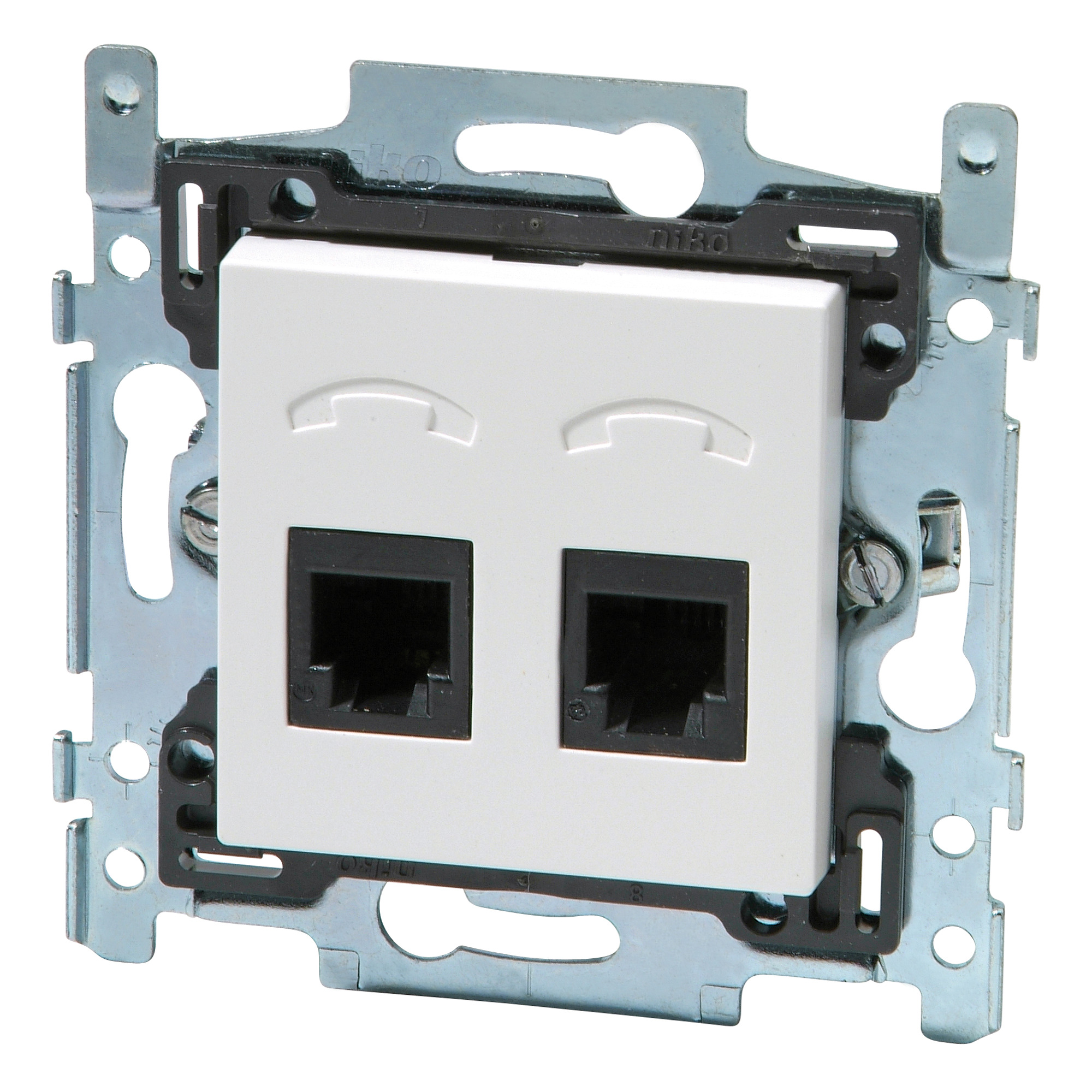 Niko stopcontact telefoon 2-voudig wit | Stopcontacten ...