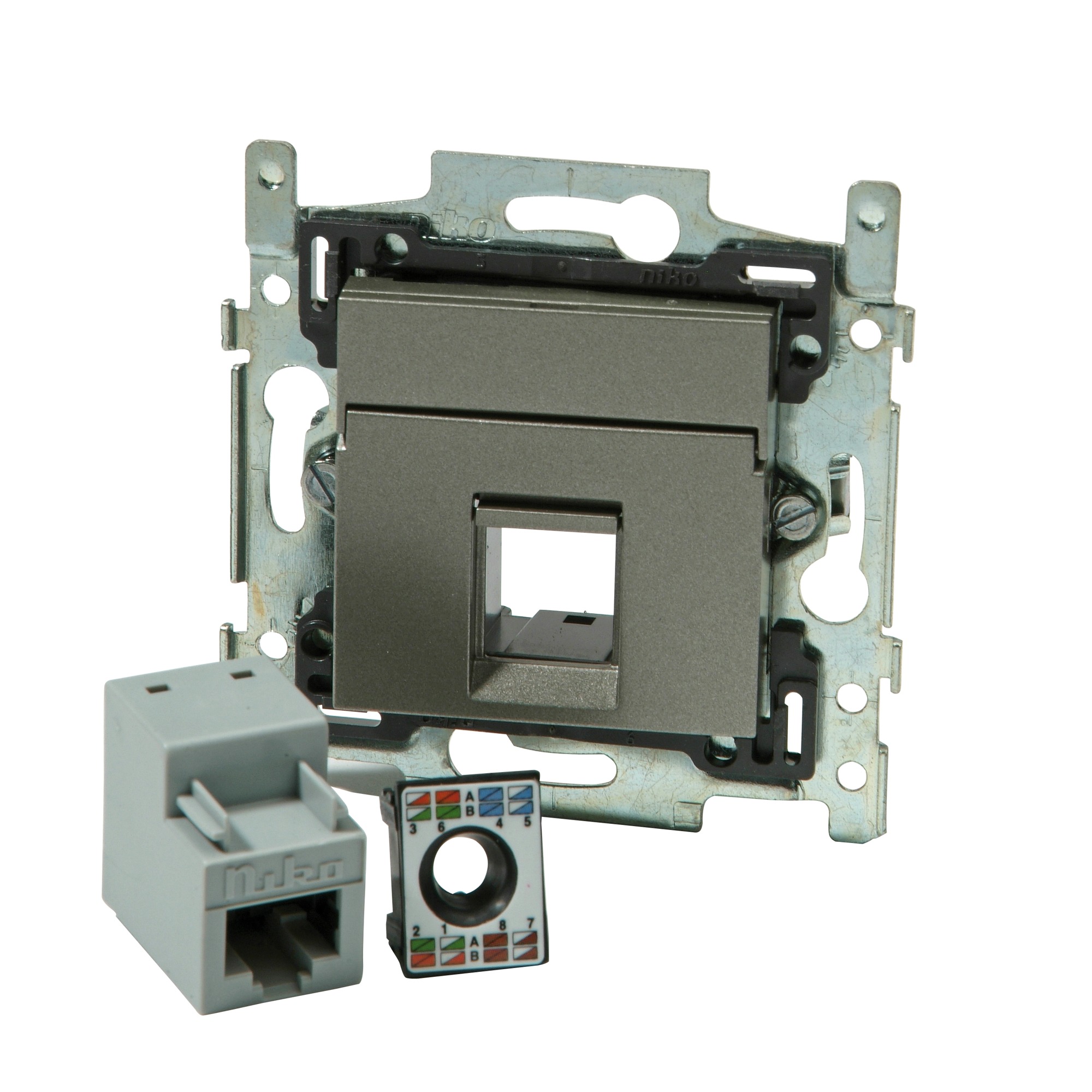 Niko UTP-stopcontact CAT5E brons | Stopcontacten | Schakelmateriaal ...