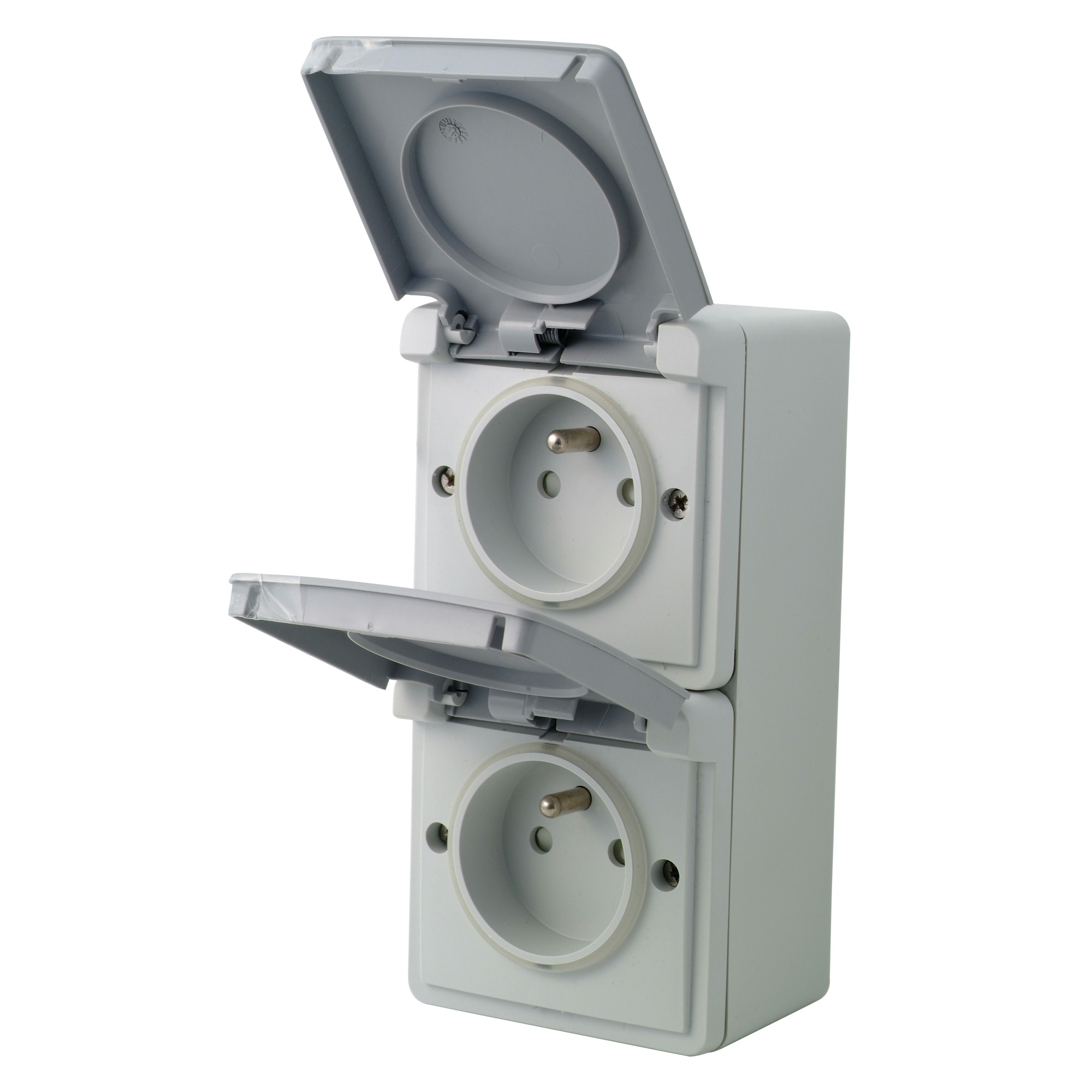 Prise bipolaire double verticale étanche avec terre Niko Hydro 55 ...