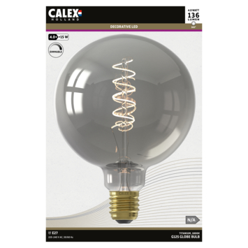Calex LED-filament globe 125mm E27 4W titanium dimbaar | GAMMA.be