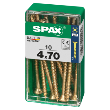 Spax schroef pozi geel 4x70 mm 10 stuks | schroeven | GAMMA.be