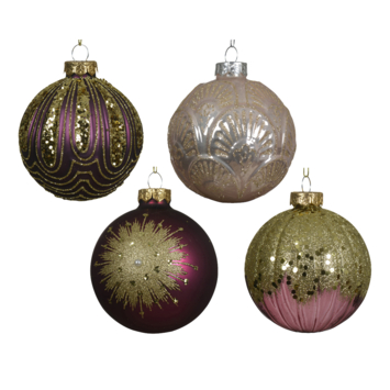 Kerstbal glas roze rood goud per stuk | GAMMA.be