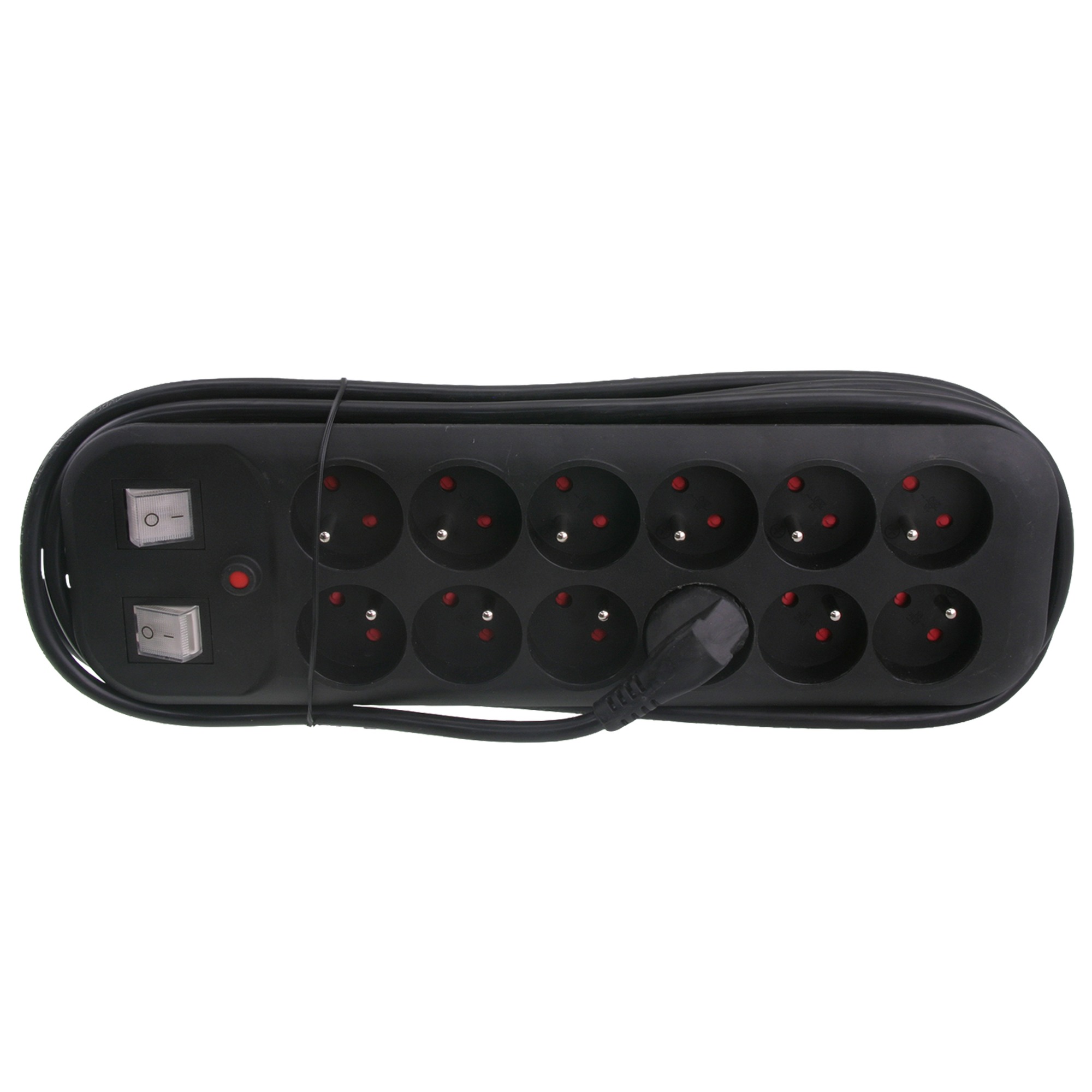 Exin stekkerdoos met 2 schakelaars 12-voudig zwart 3 m | Stekkerdozen ...