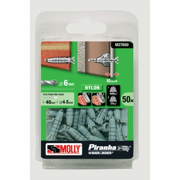 Molly plug universeel nylon 6x30 mm m27650-xj 50 stuks | GAMMA.be